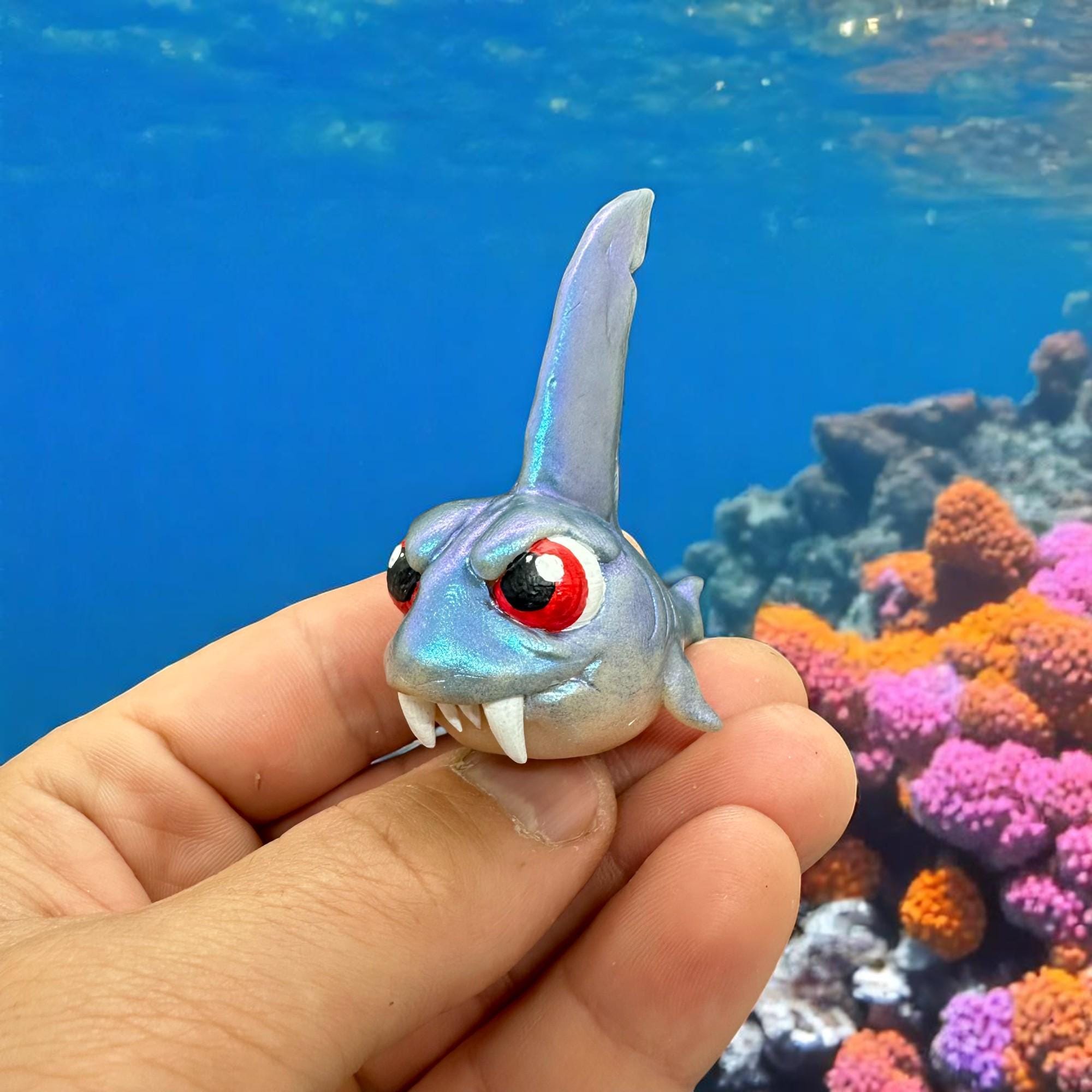 Baby Shark Monster Sculpture, Handmade Polymer Clay Whale Shark ...