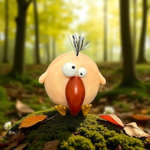 Handmade Miniature Bird Figurine, Cute Polymer Clay Bird Art Sculpture ...