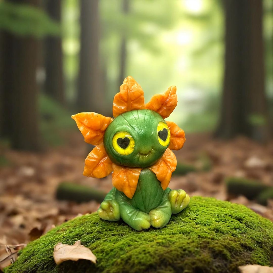 Jumbi Sunflower Spirit, Cute Polymer Clay Figurine, Miniature Nature ...