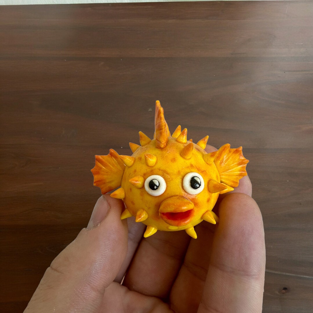 Funny Puffer Fish Figurine,tiny Shelf Decor,unique Fish Lover Gift ...