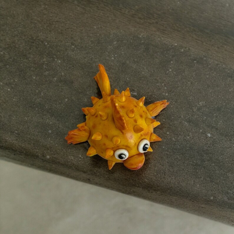 Funny Puffer Fish Figurine,tiny Shelf Decor,unique Fish Lover Gift ...