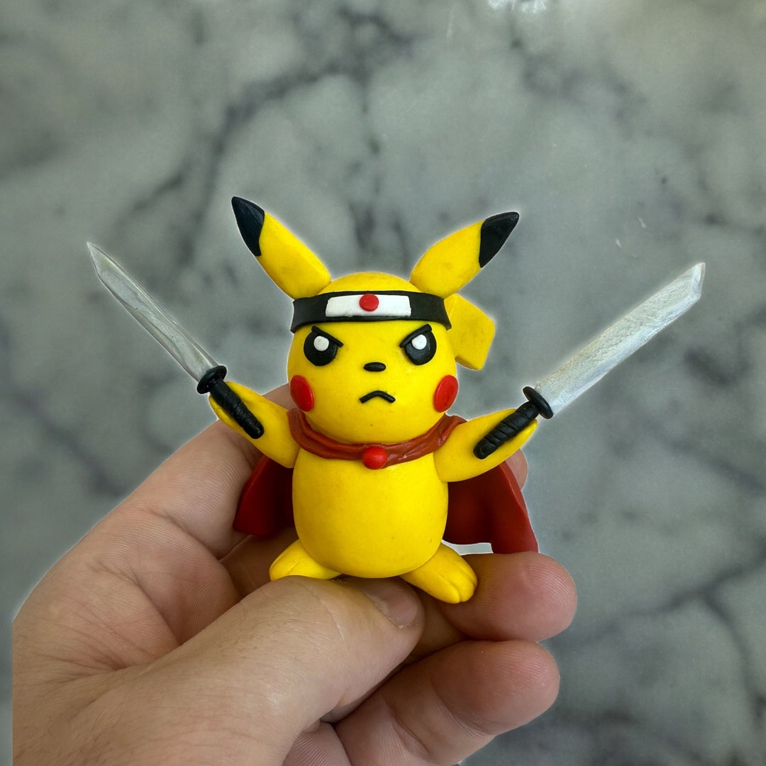 Pikachu Samurai Clay Sculpture,unique Pokemon Fan Art Decor - Etsy