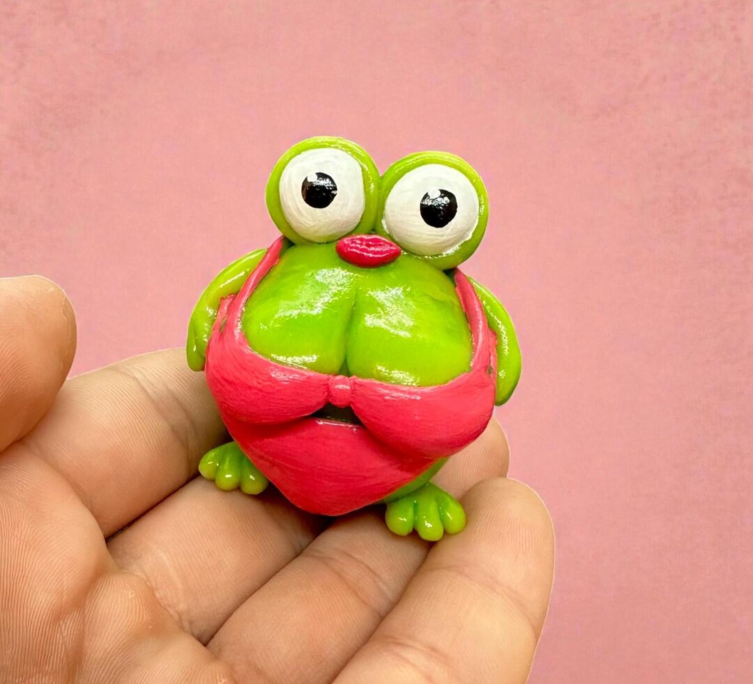 Cheeky Frog Ornament in Swimsuit, Funny Mini Frog Figurine With Bold ...