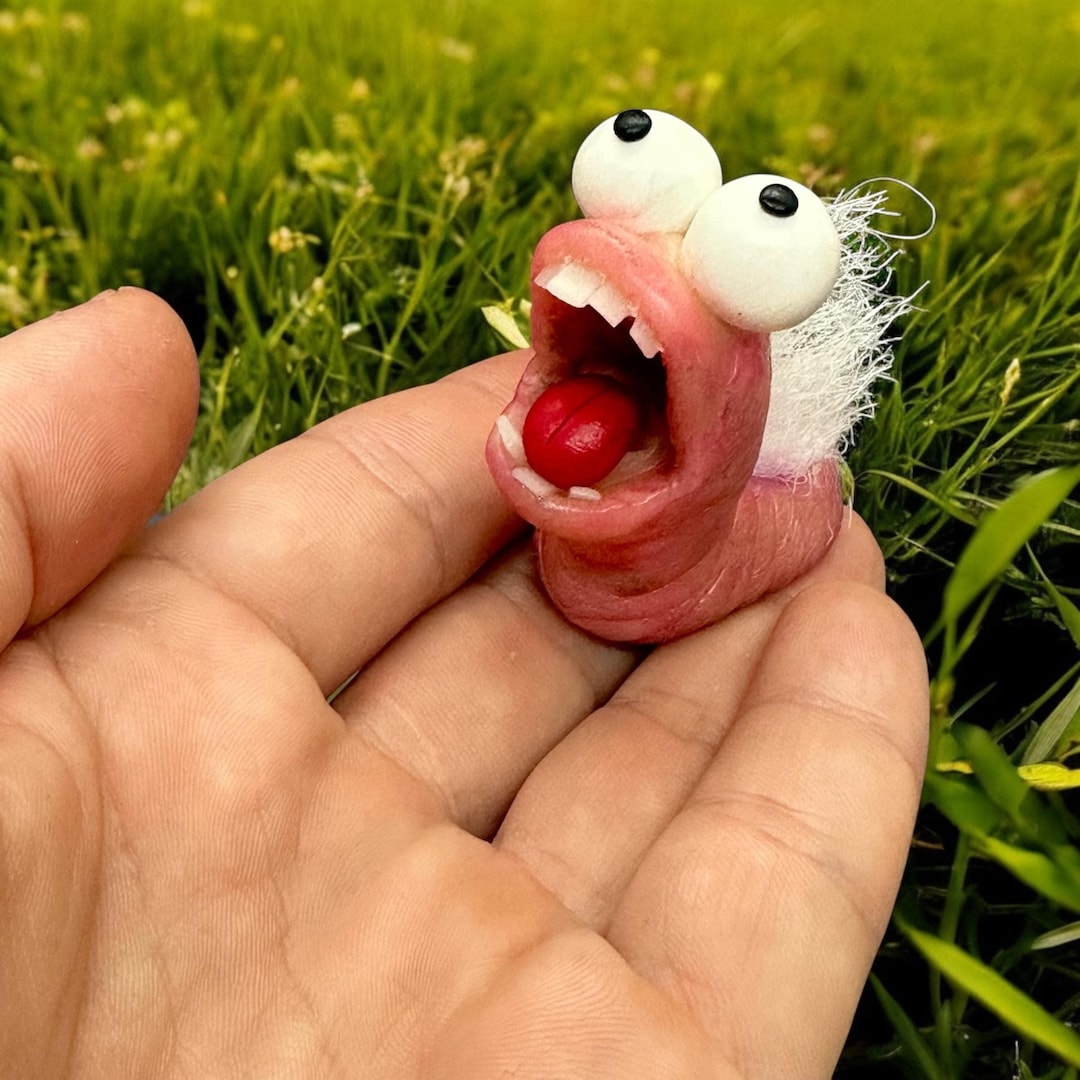 Creepy Worm Figurine, Handmade Fantasy Creature Sculpture, Articulated ...