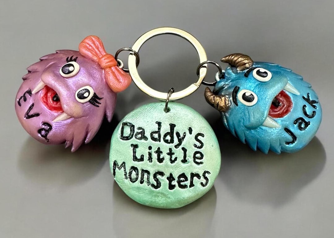 Creepy Cute Monster Keychains, Personalized Handmade Gift for Mother’s ...