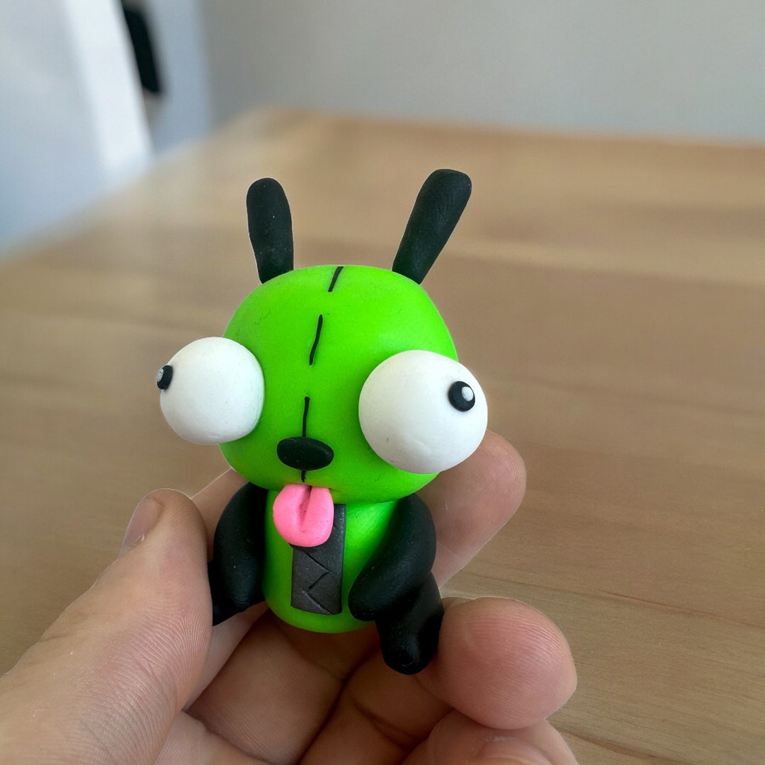 Conqueror Zim and Invader Zim Green Dog Figure,handmade Clay Art Tea ...