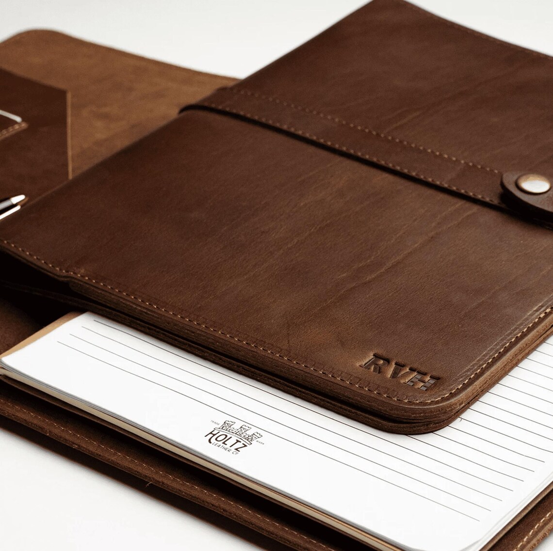 Full Grain Leather Padfolio, Personalized Monogram Organizer for Him ...