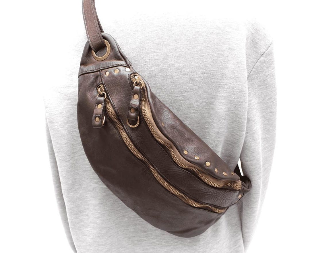 Handmade Italian Leather Sling Bag: Women's Crossbody Waist Pack - Etsy
