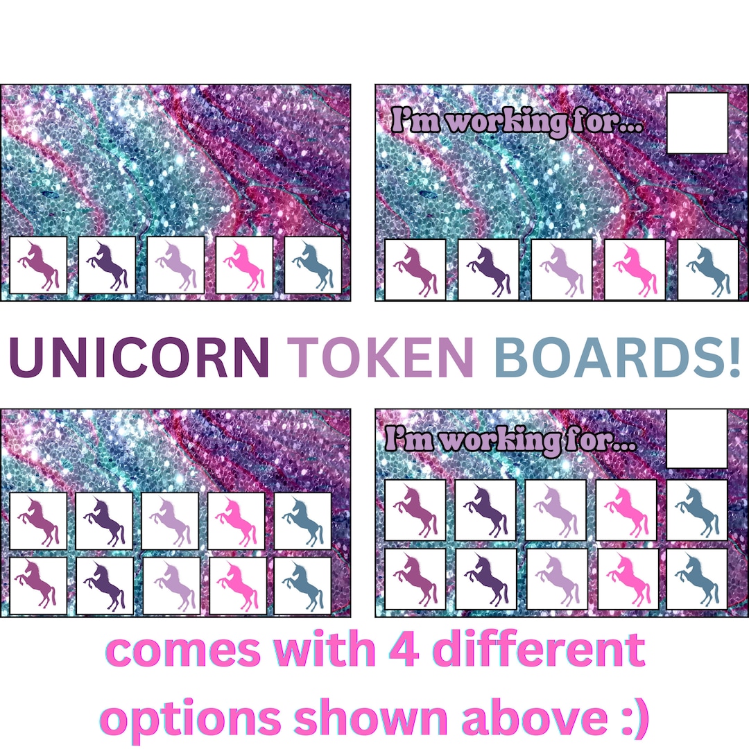 UNICORN TOKEN BOARD, Unicorn Reward Chart, Reward Chart, Token Board ...