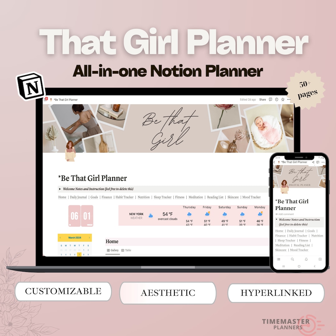 2025 Digital Planner Notion That Girl Planner Notion All in One Notion ...