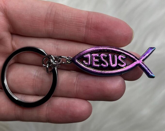 Colorful Effervescent Jesus Fisherman Keychain | Gifts for Christians ...