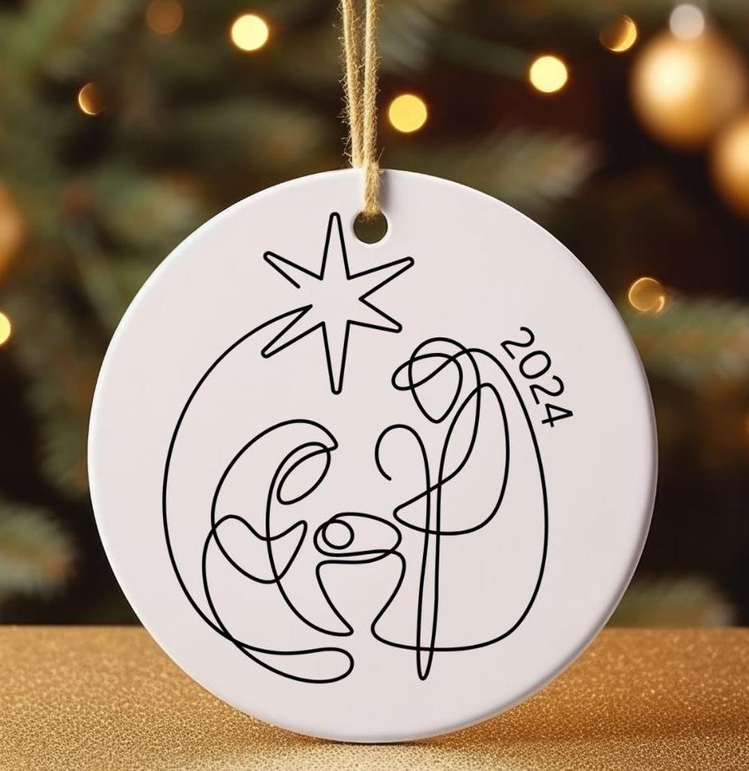 Jesus Birth Nativity Scene Christmas Ornament Minimalist Simple Jesus ...