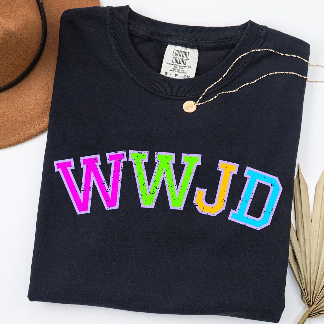 Vintage Neon WWJD T-shirt: Distressed Christian Tee - Etsy