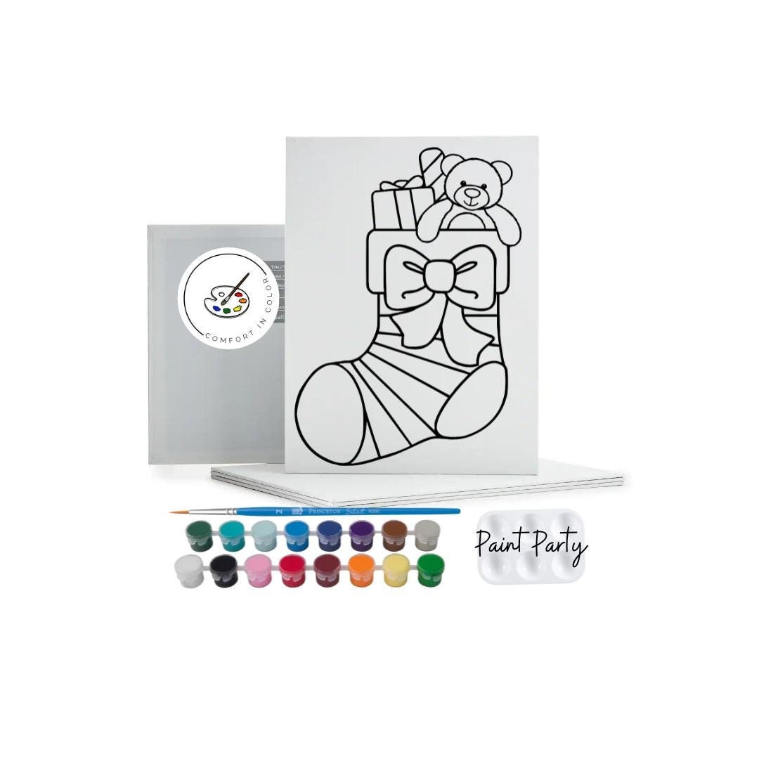 Christmas Stocking Paint Kit: Kids DIY Craft Canvas, Holiday Decor ...