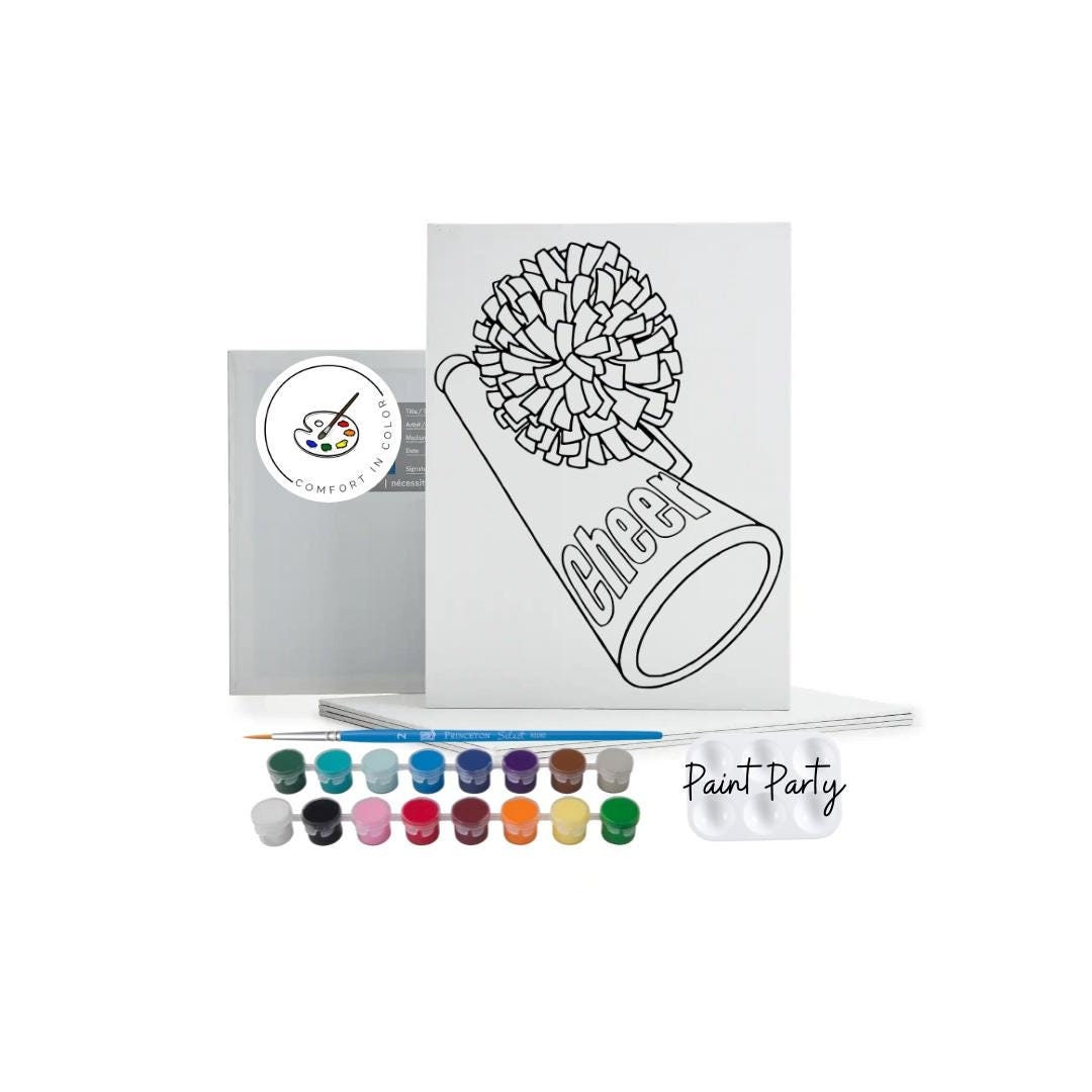 Pre-drawn Canvas Paint Party Favors: Cheerleading Theme Kids Art Kit - Etsy