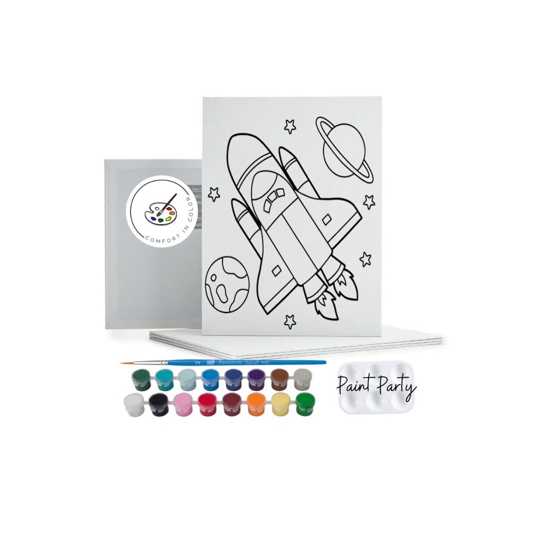 Spaceship Paint Party Canvas - Outer Space DIY Kids Craft - Birthday ...