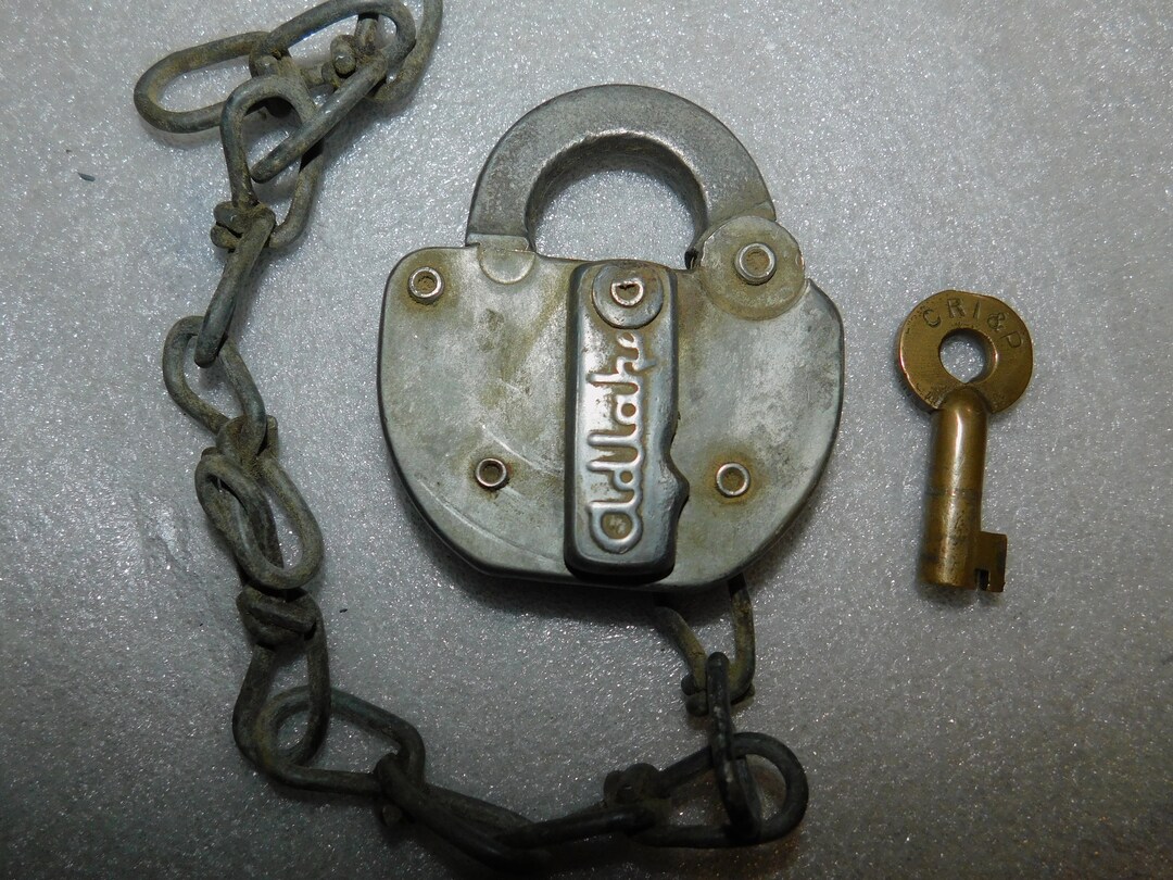 Adlake Mfg. Steel Railroad Switch Padlock and Brass Key Marked CRI&PRR ...