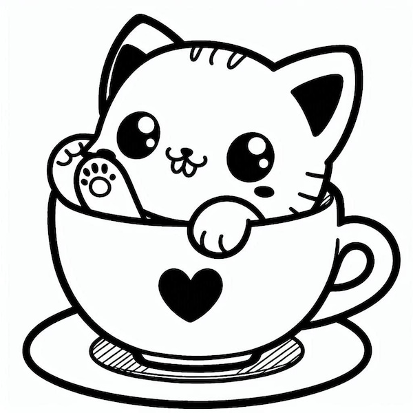 Kawaii Drawing Cat Cute - Etsy