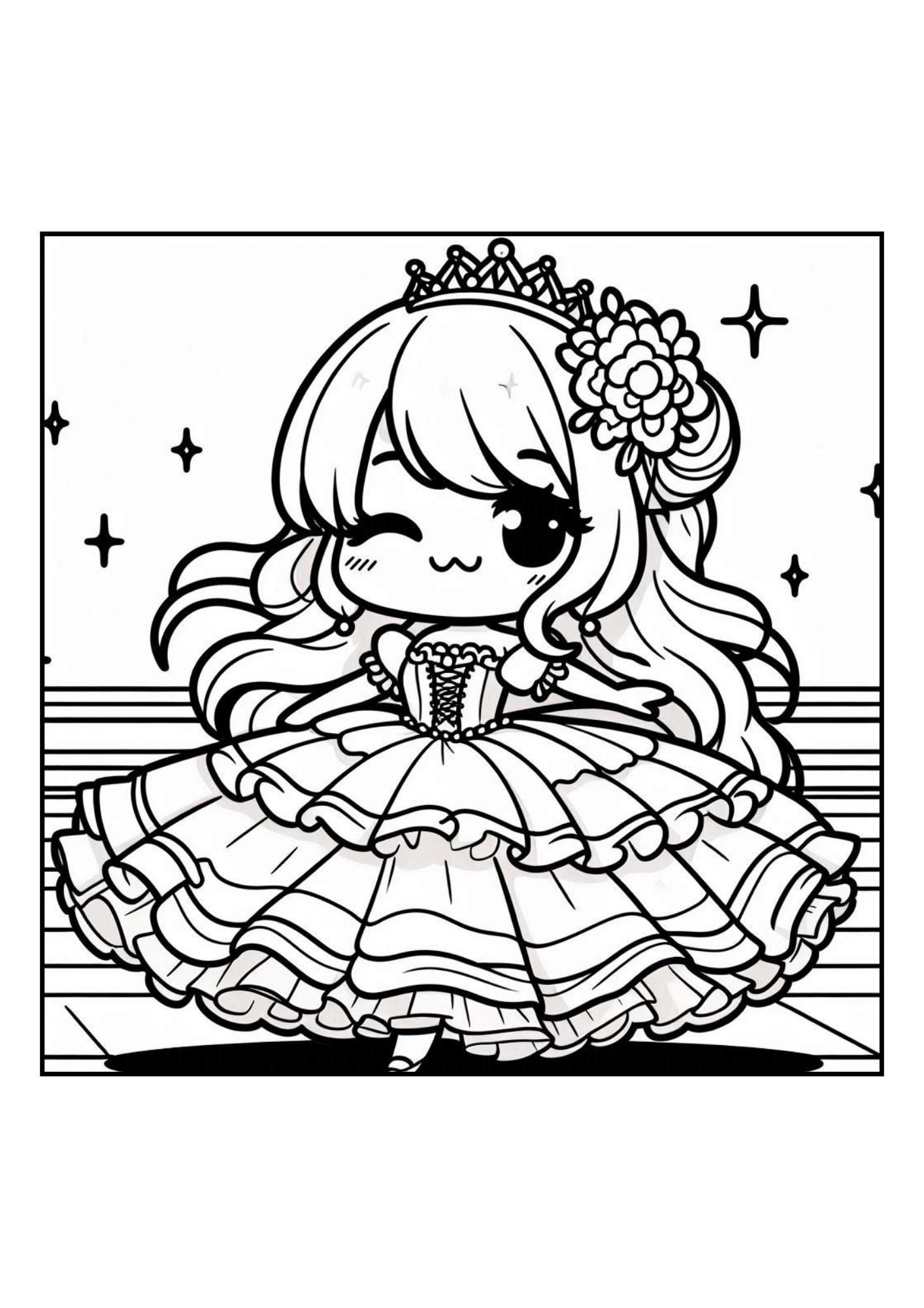 35 Kawaii Princess Coloring Pages. Cute Coloring Pages for Kids. Kawaii ...