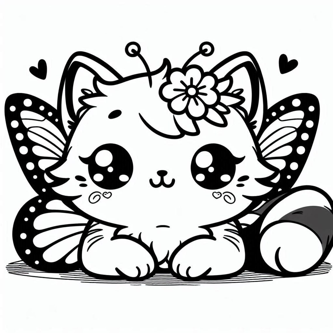 60 Kawaii Coloring Pages With Cute Kittens. Cute Cat Kawaii - Etsy