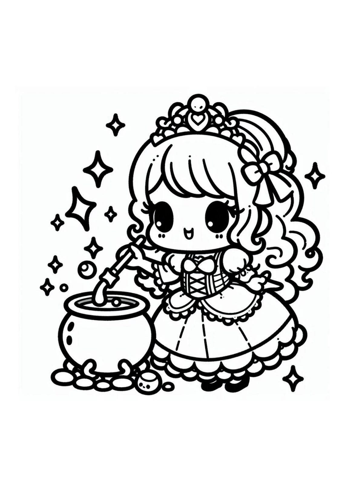 35 Kawaii Princess Coloring Pages. Cute Coloring Pages for Kids. Kawaii ...