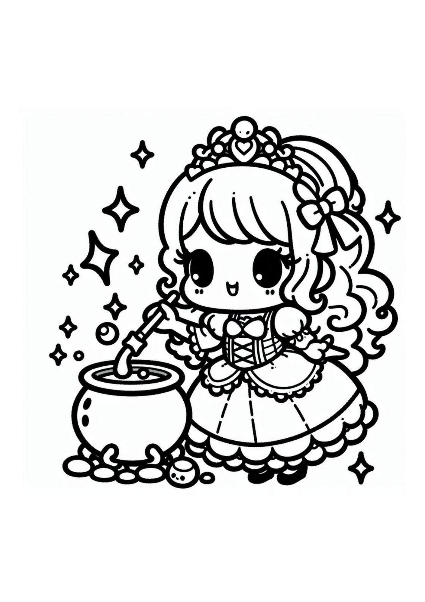 35 Kawaii Princess Coloring Pages. Cute Coloring Pages for Kids. Kawaii ...