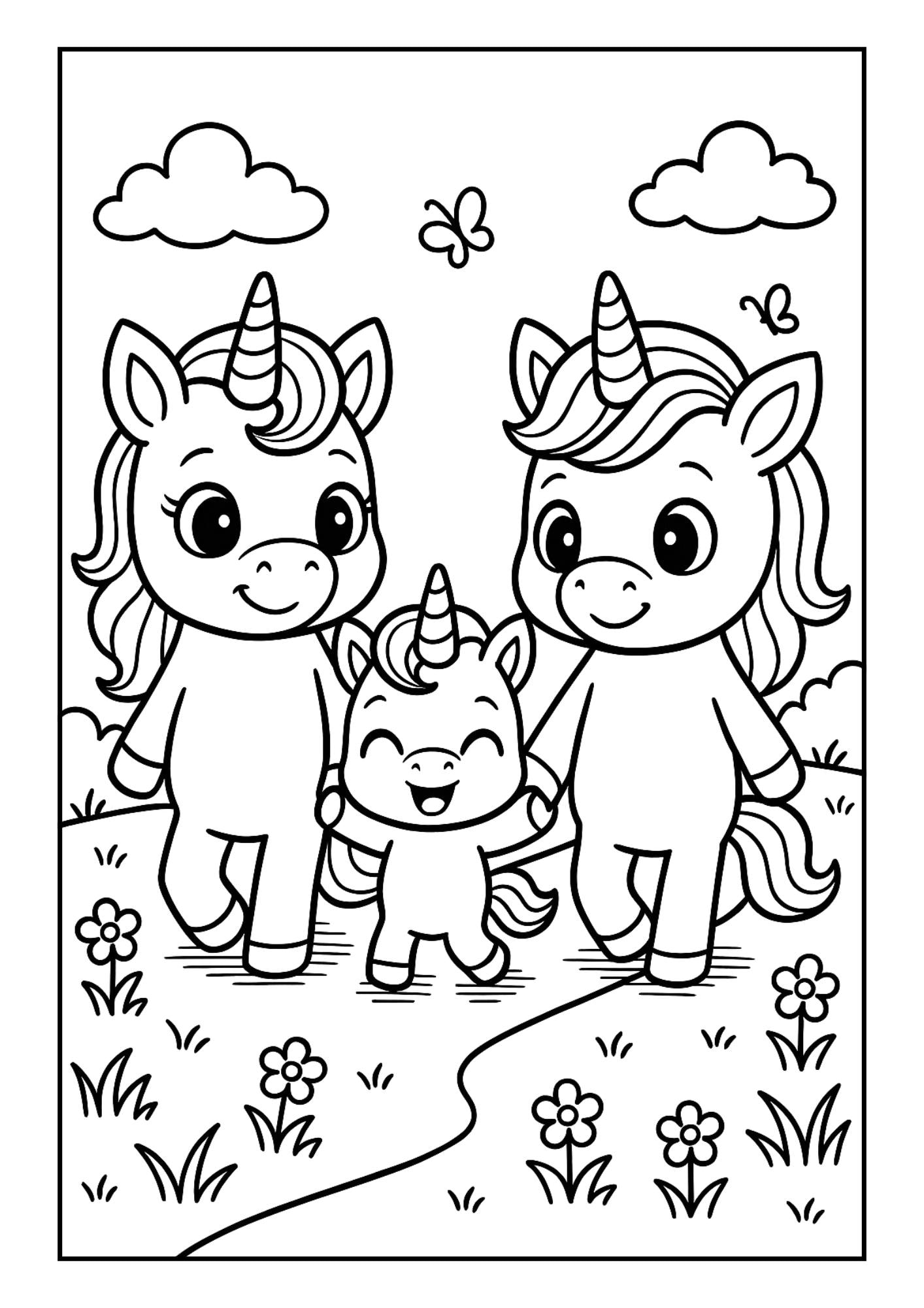 40 Kawaii Unicorn Coloring Pages for Kids – Printable PDF to Download ...