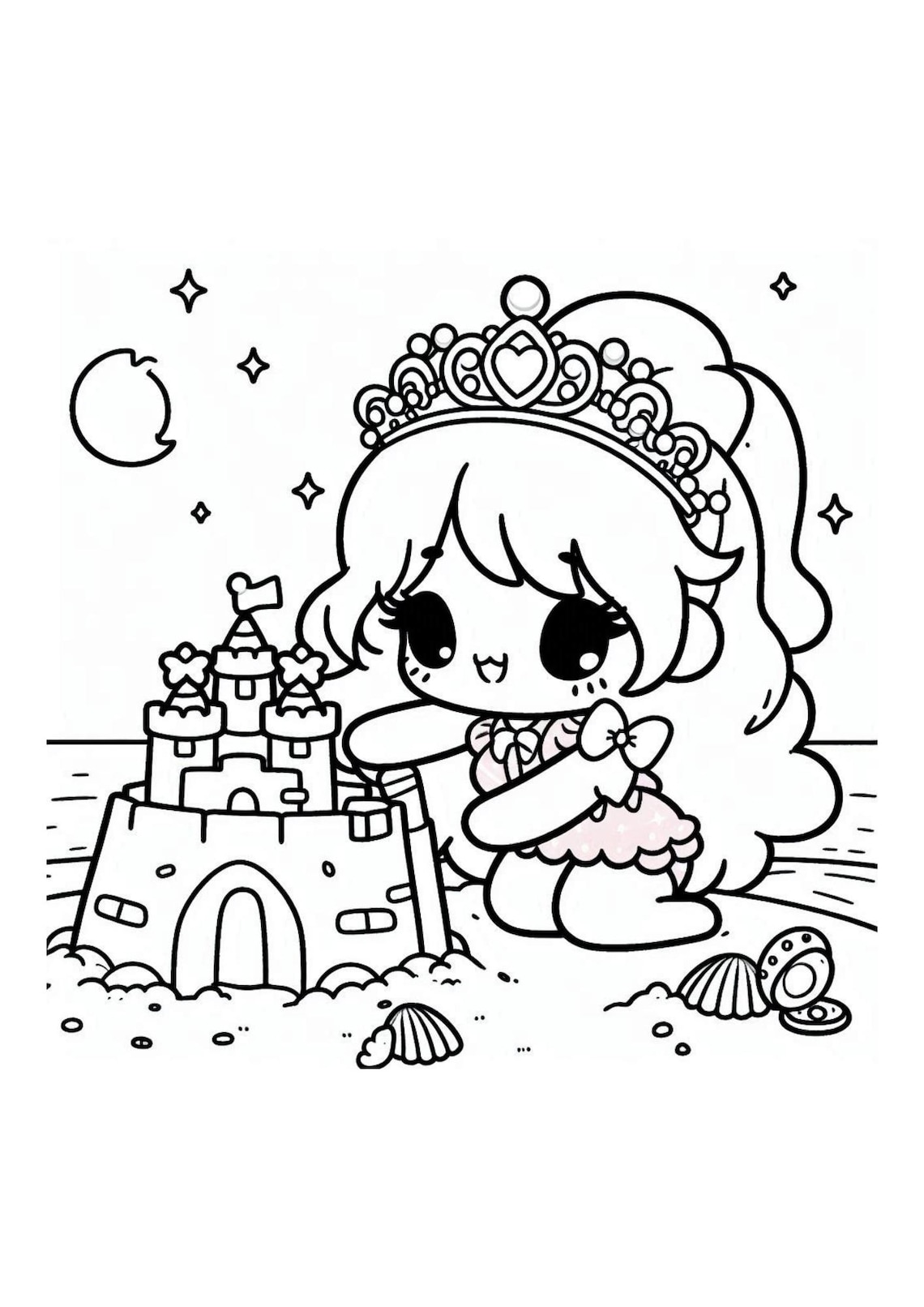 35 Kawaii Princess Coloring Pages. Cute Coloring Pages for Kids. Kawaii ...