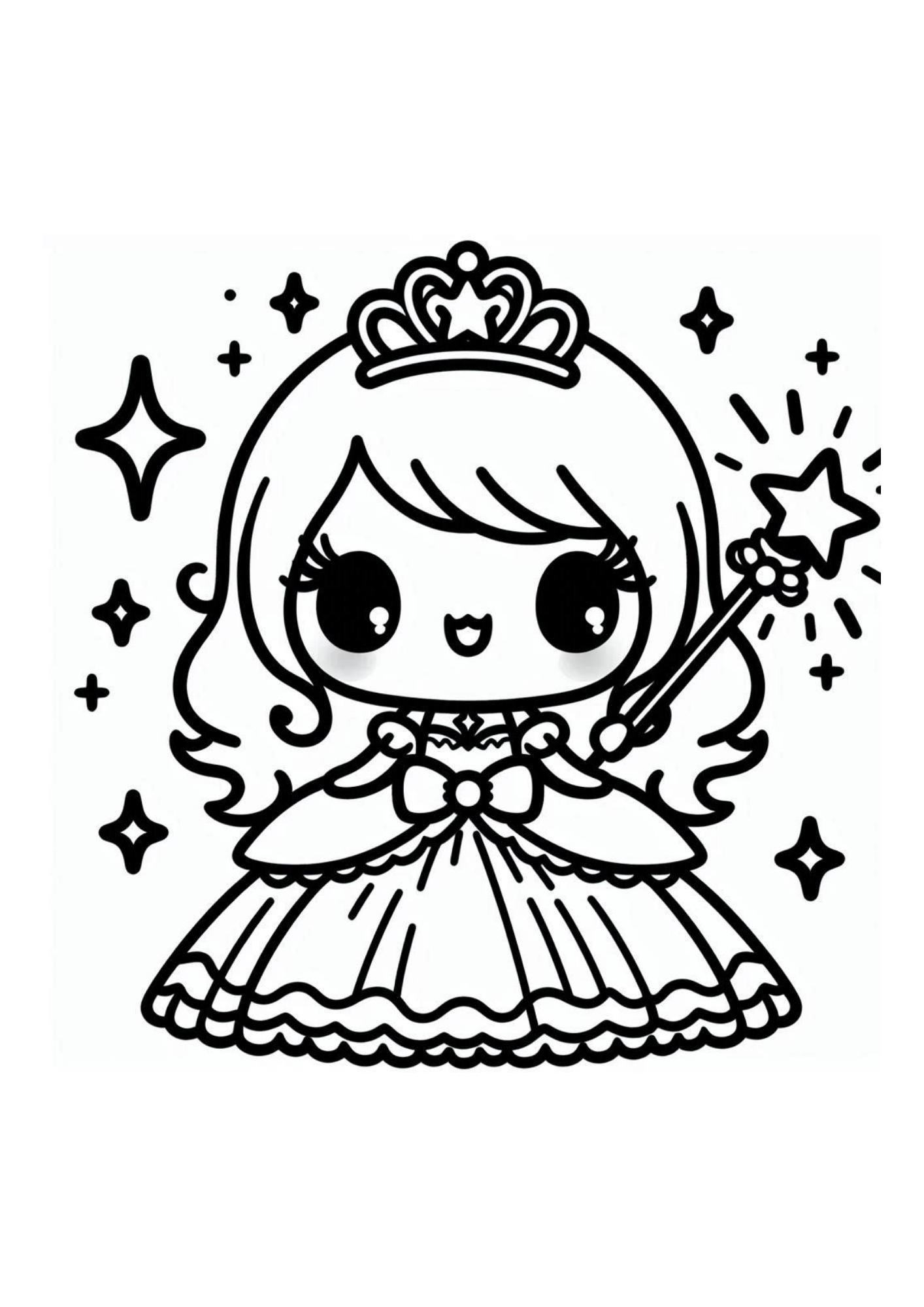 35 Kawaii Princess Coloring Pages. Cute Coloring Pages for Kids. Kawaii ...