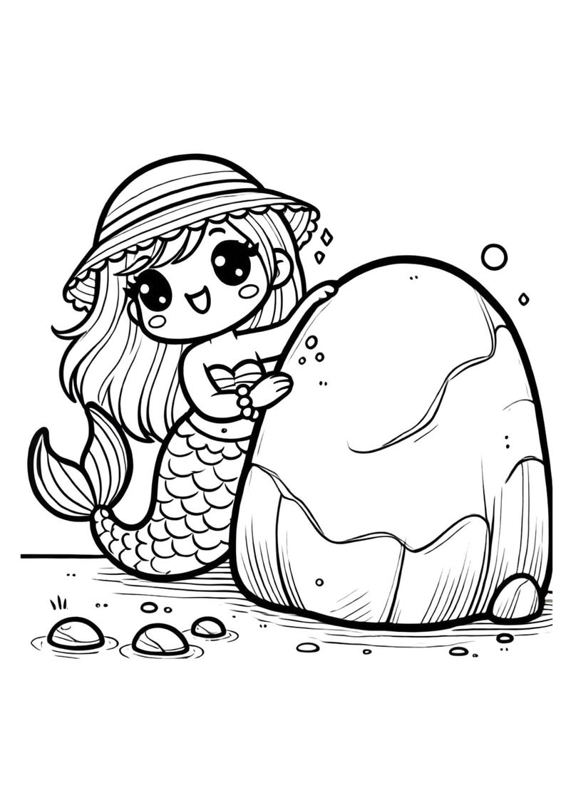35 Disegni da Colorare Sirenetta Kawaii per Bambini. Mermaid Coloring ...