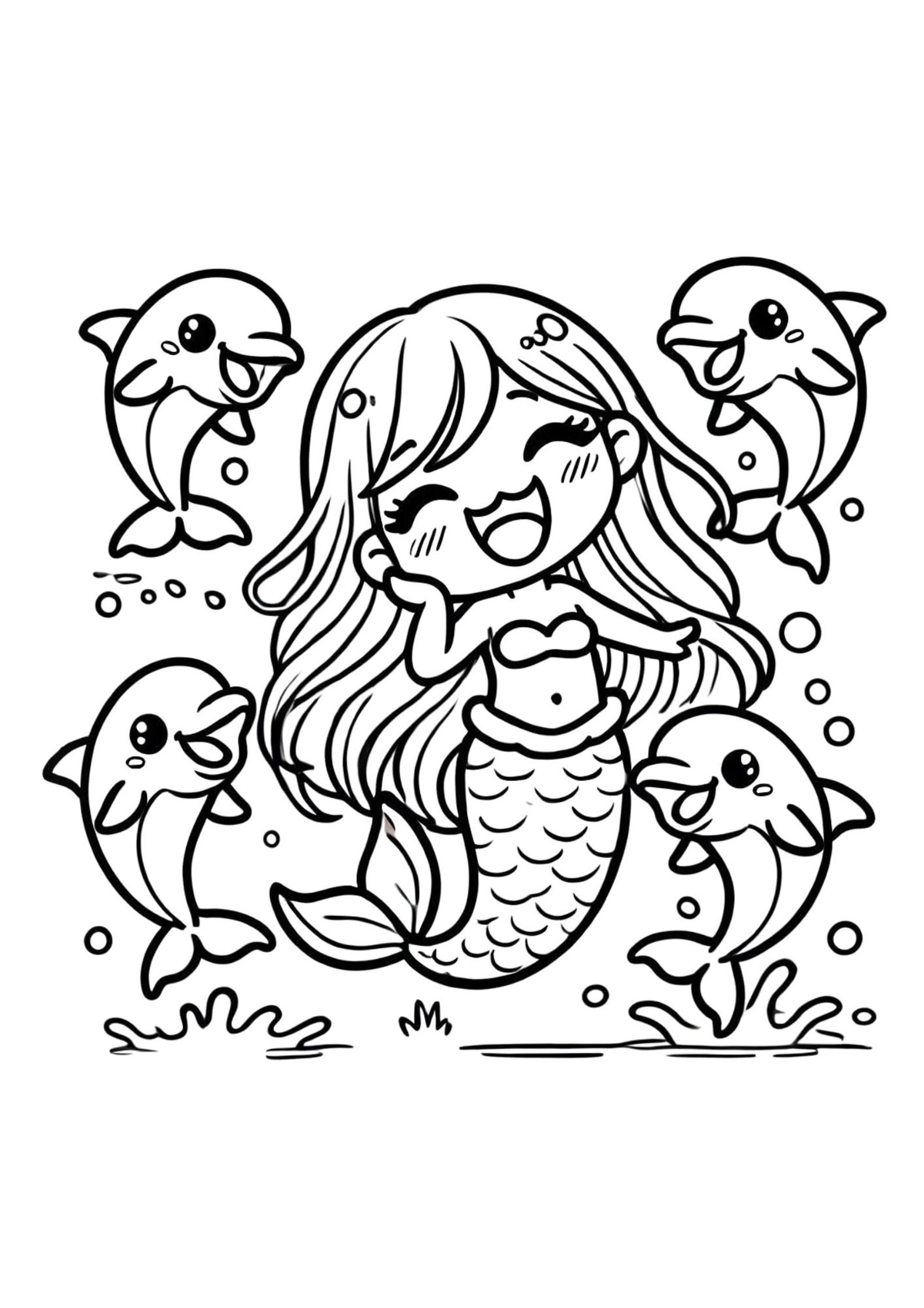 35 Disegni da Colorare Sirenetta Kawaii per Bambini. Mermaid Coloring ...