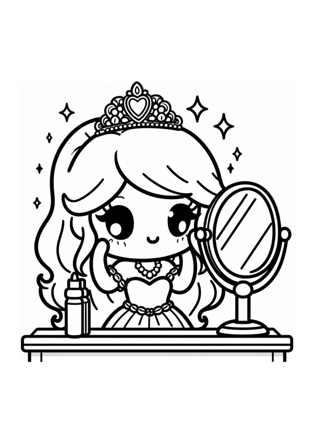 35 Kawaii Princess Coloring Pages. Cute Coloring Pages for Kids. Kawaii ...
