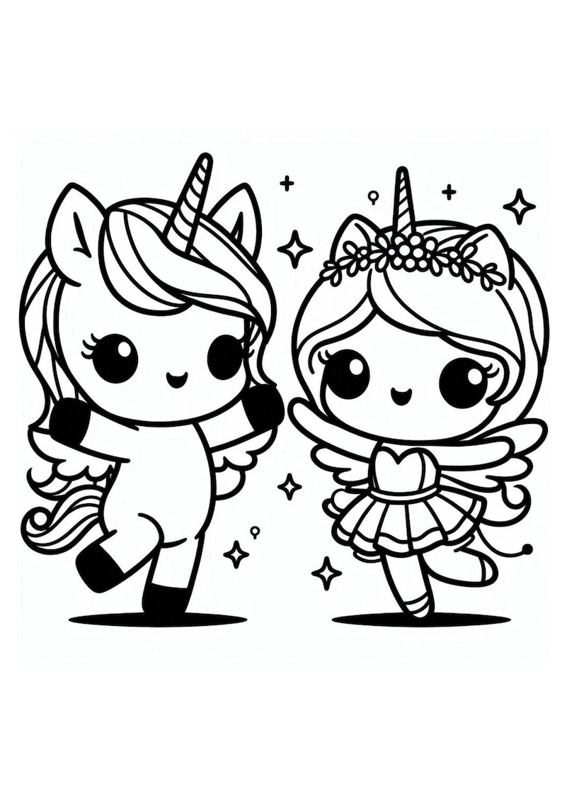 120 Coloring Pages for Kids: Kawaii Baby Unicorn With Fairy - Simple ...
