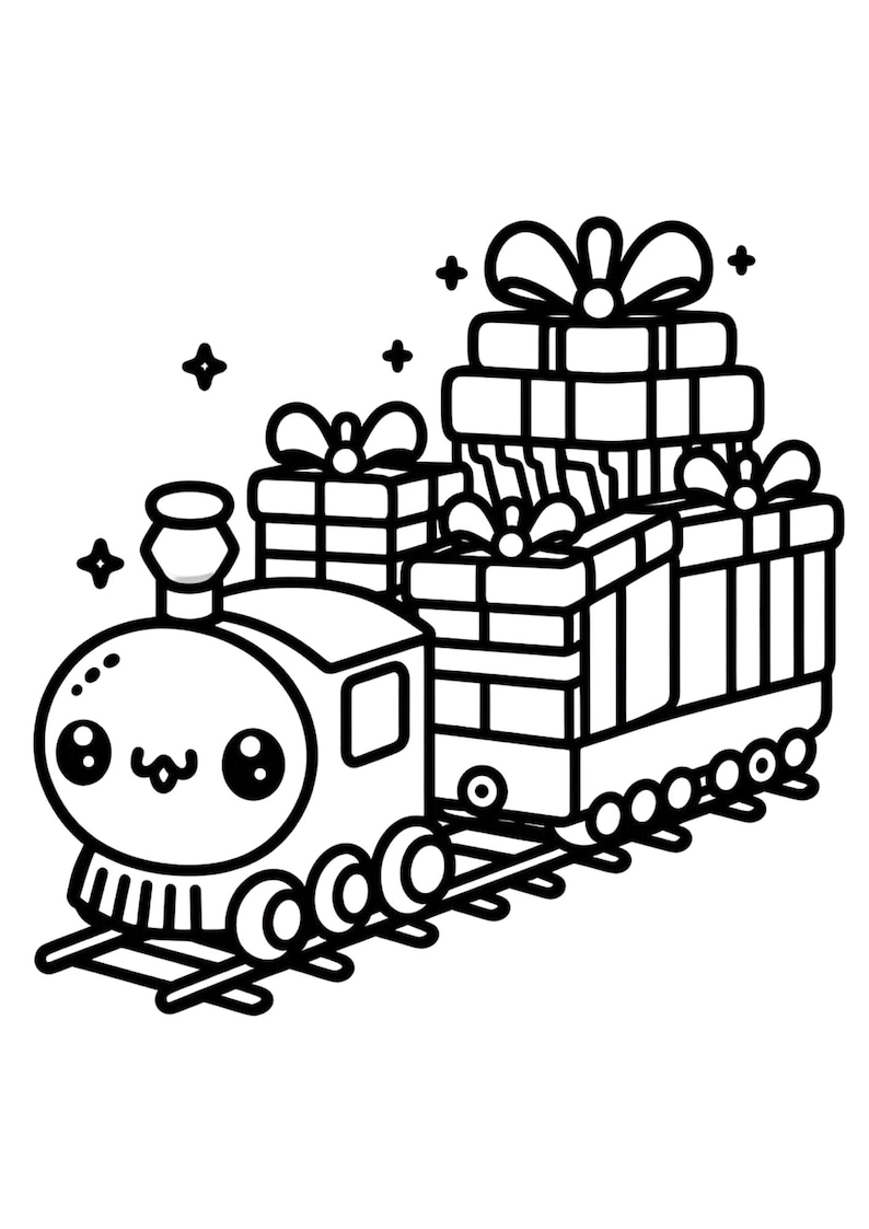 40 Kawaii Christmas Coloring Pages for Kids. Cute and Printable ...