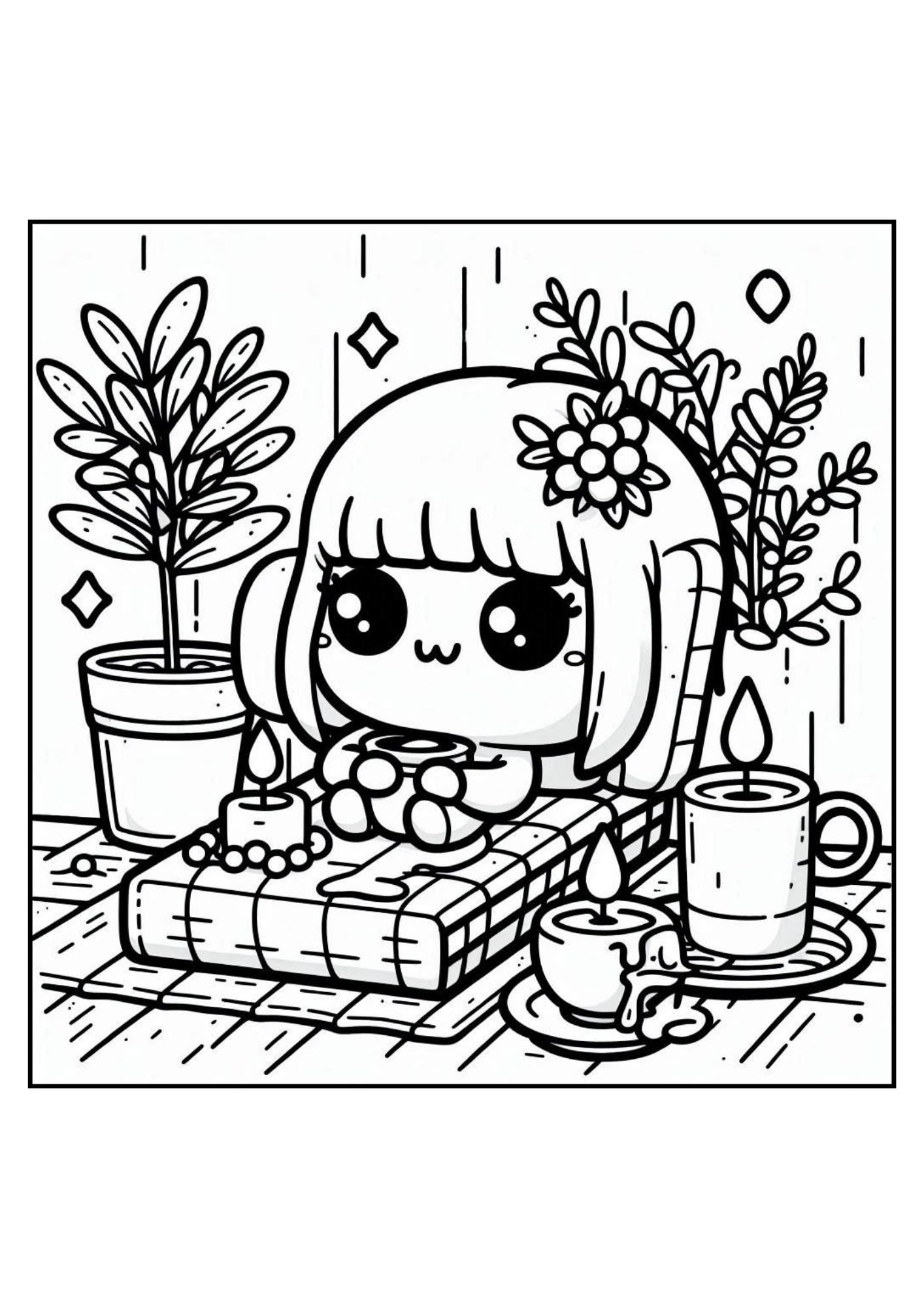 30 Kawaii Coloring Pages: Cozy and Super Cute Corners - Simple Drawings ...