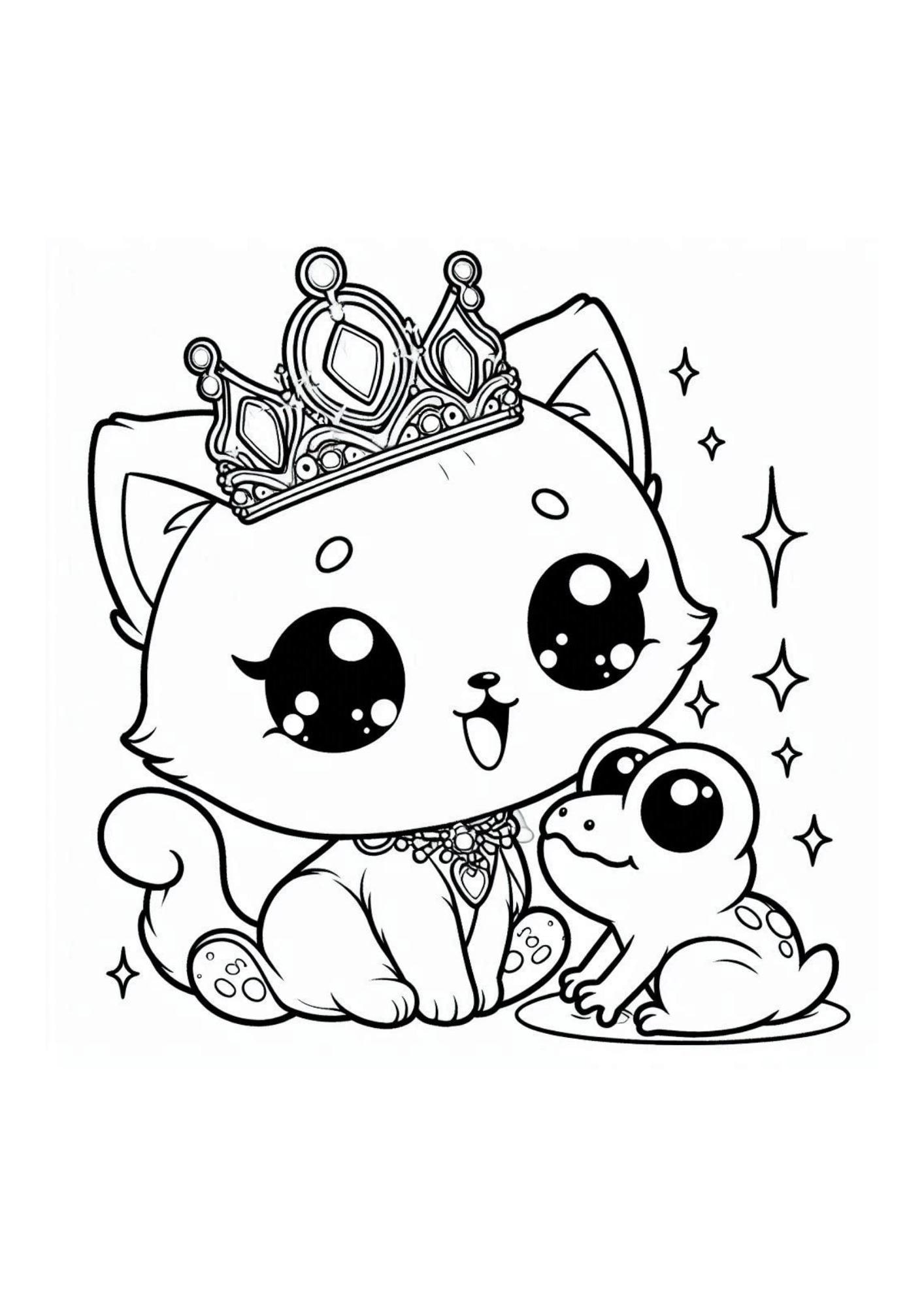 50 Kawaii Princess Kitten Coloring Pages. Printable Pages. Kawaii ...
