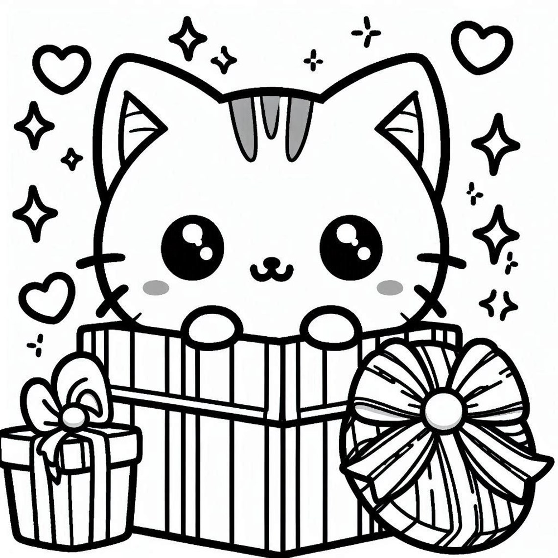 60 Pagine da Colorare Kawaii con Gattini Carini. Cute Cat Kawaii - Etsy ...