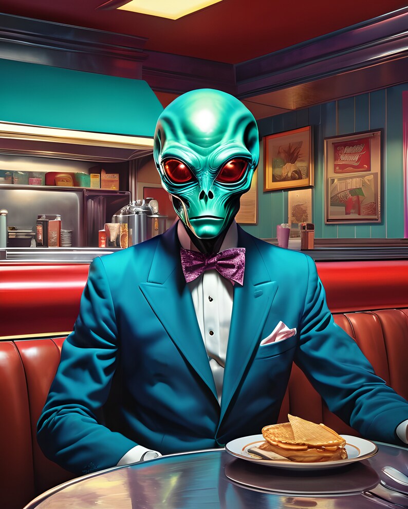 Alien in A Diner 8X10 Print - Etsy