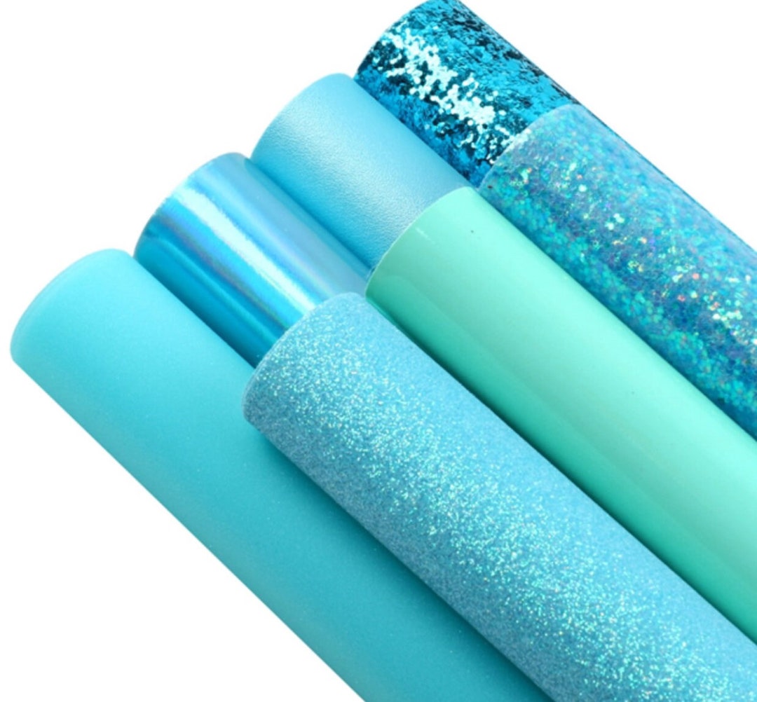 Blue Shades Faux Leather Sheet- Bow Making Supplies- Craft - Leather ...