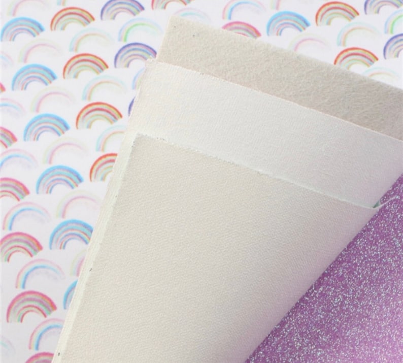 Rainbow Fine Glitter Faux Leather Sheets- Pastel Rainbow Colours - Bow ...