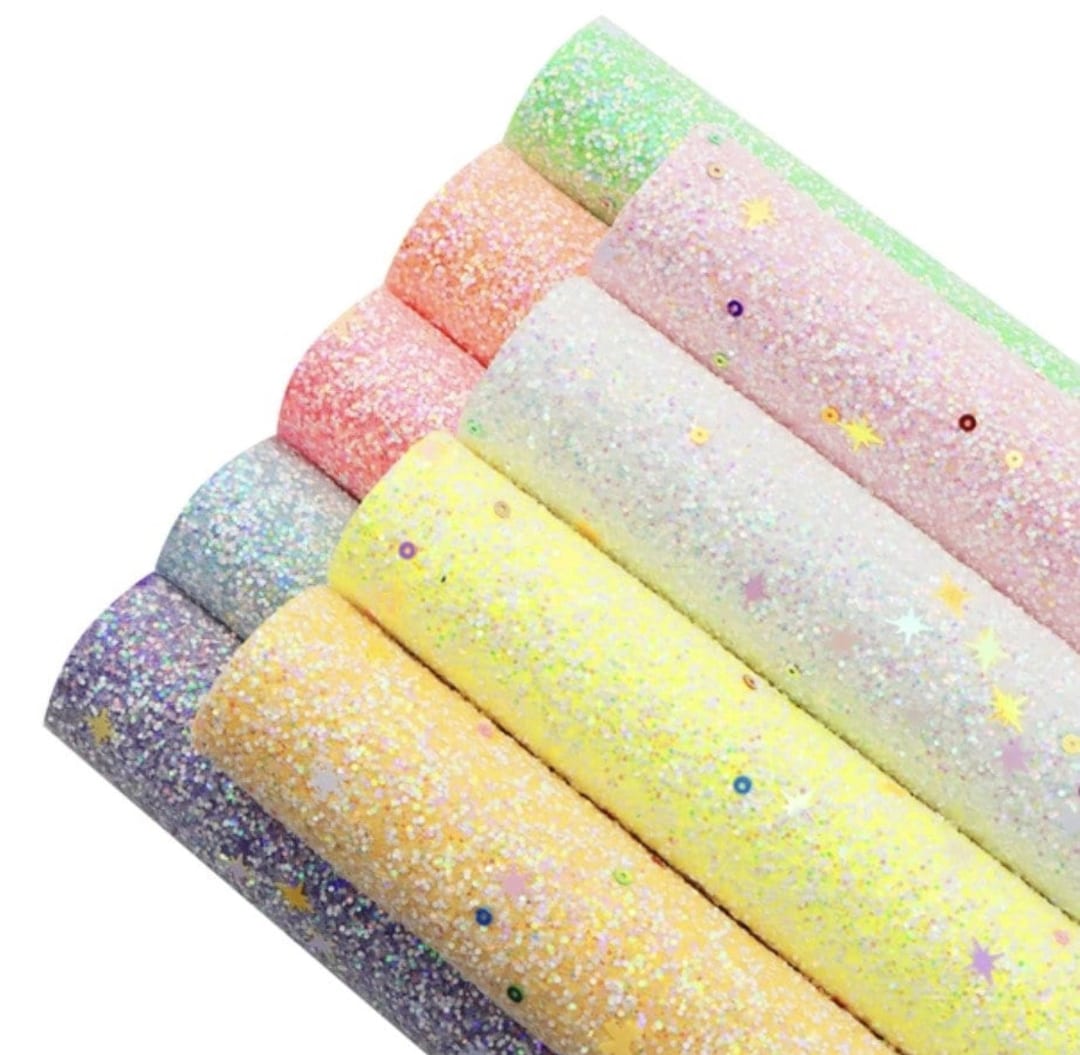 Chunky Glitter Sequins Faux Leather Sheet - Vegan Leather- Leather for ...