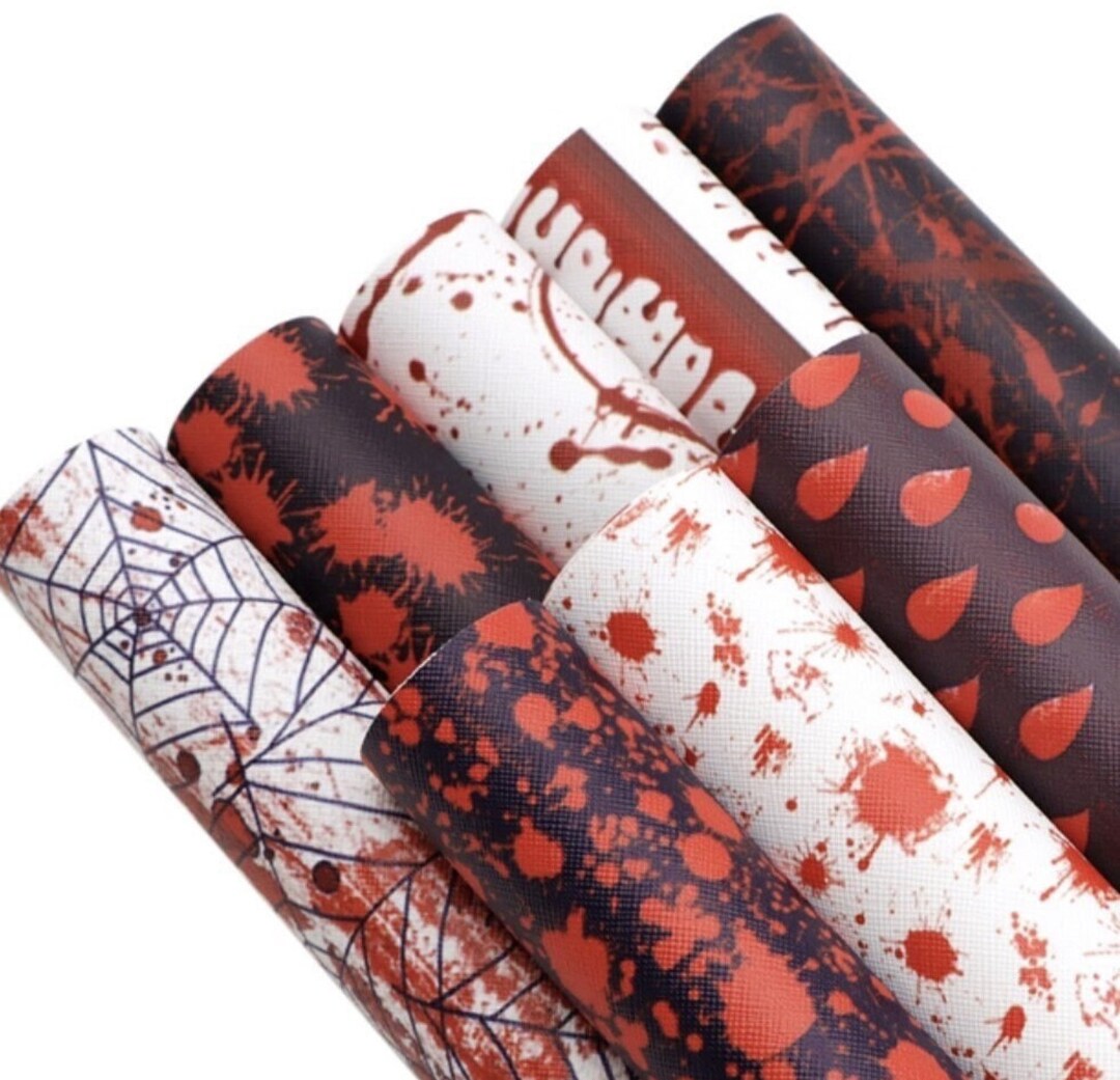 Blood Splatter Faux Leather Sheet - Halloween - Vegan Leather- Leather ...