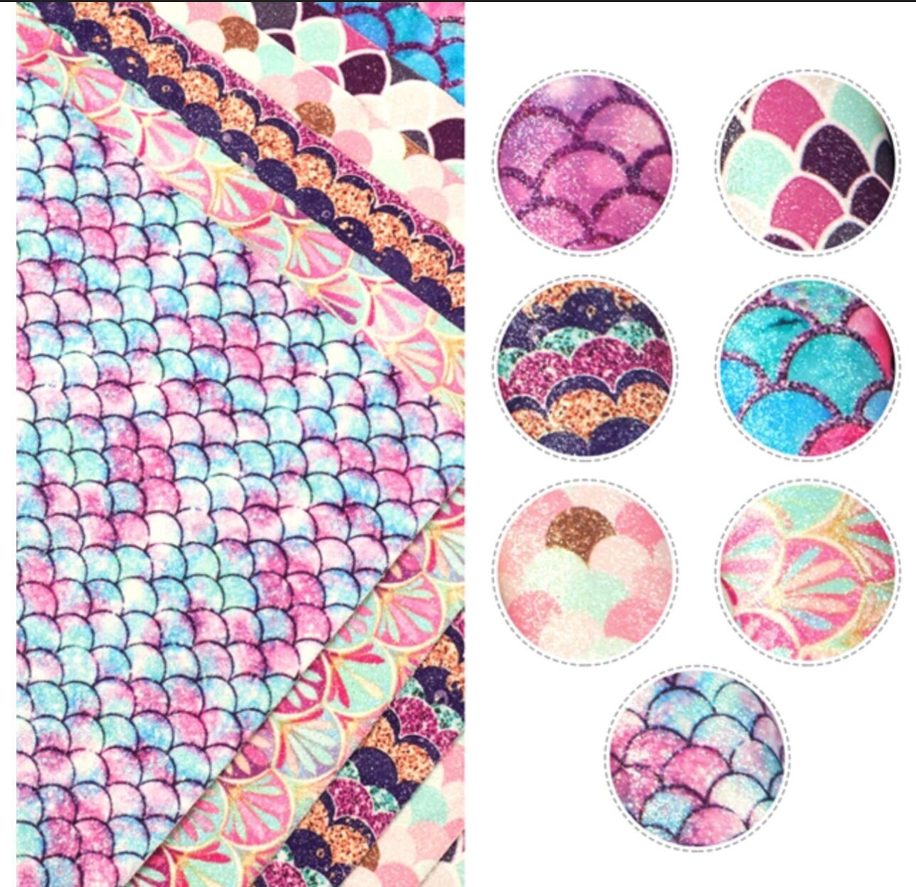 Mermaid Fine Glitter Faux Leather Sheets - Thin Leather Sheets- Fine ...