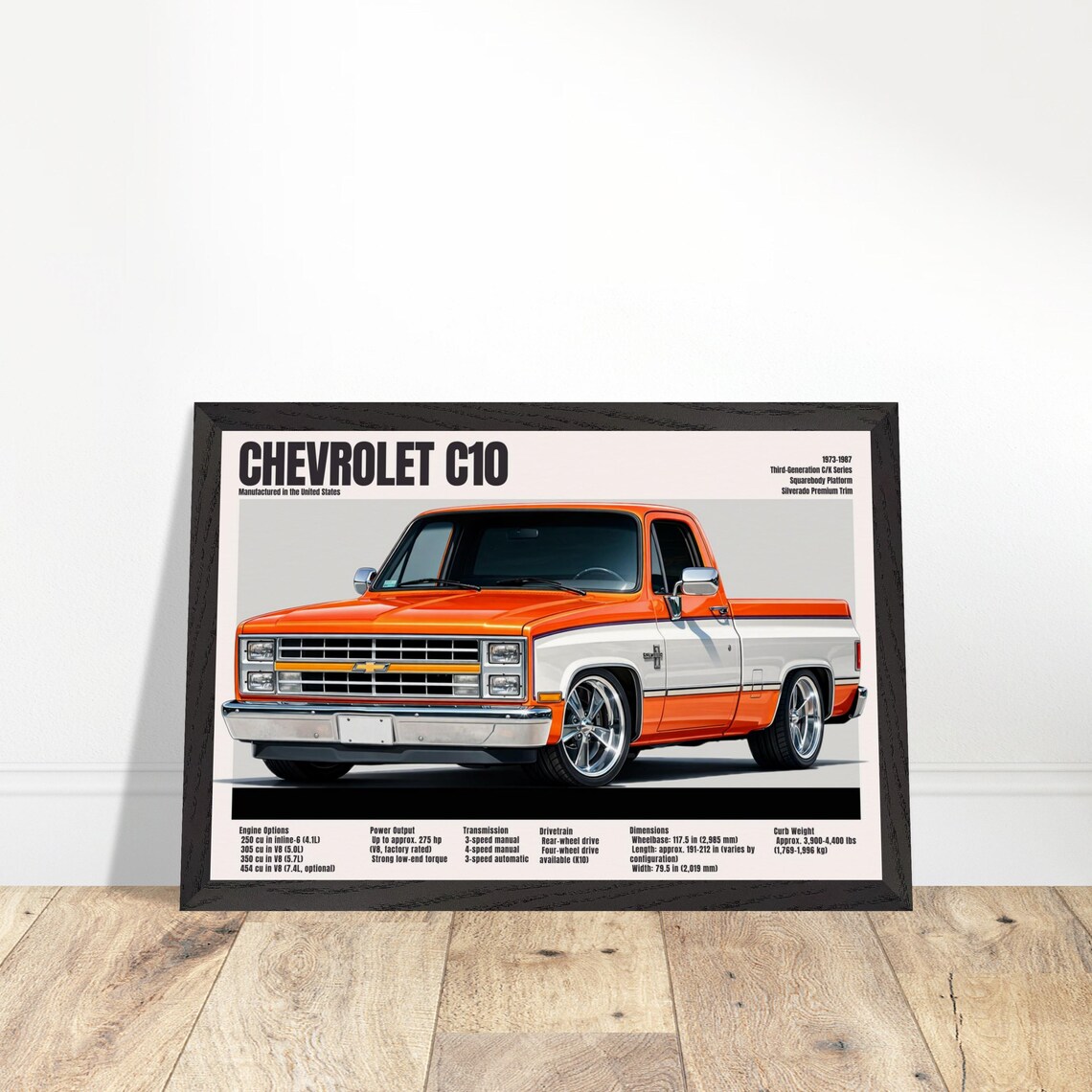 1973–1987 Chevy C10 Poster – Vintage Squarebody Truck Wall Art, Retro ...