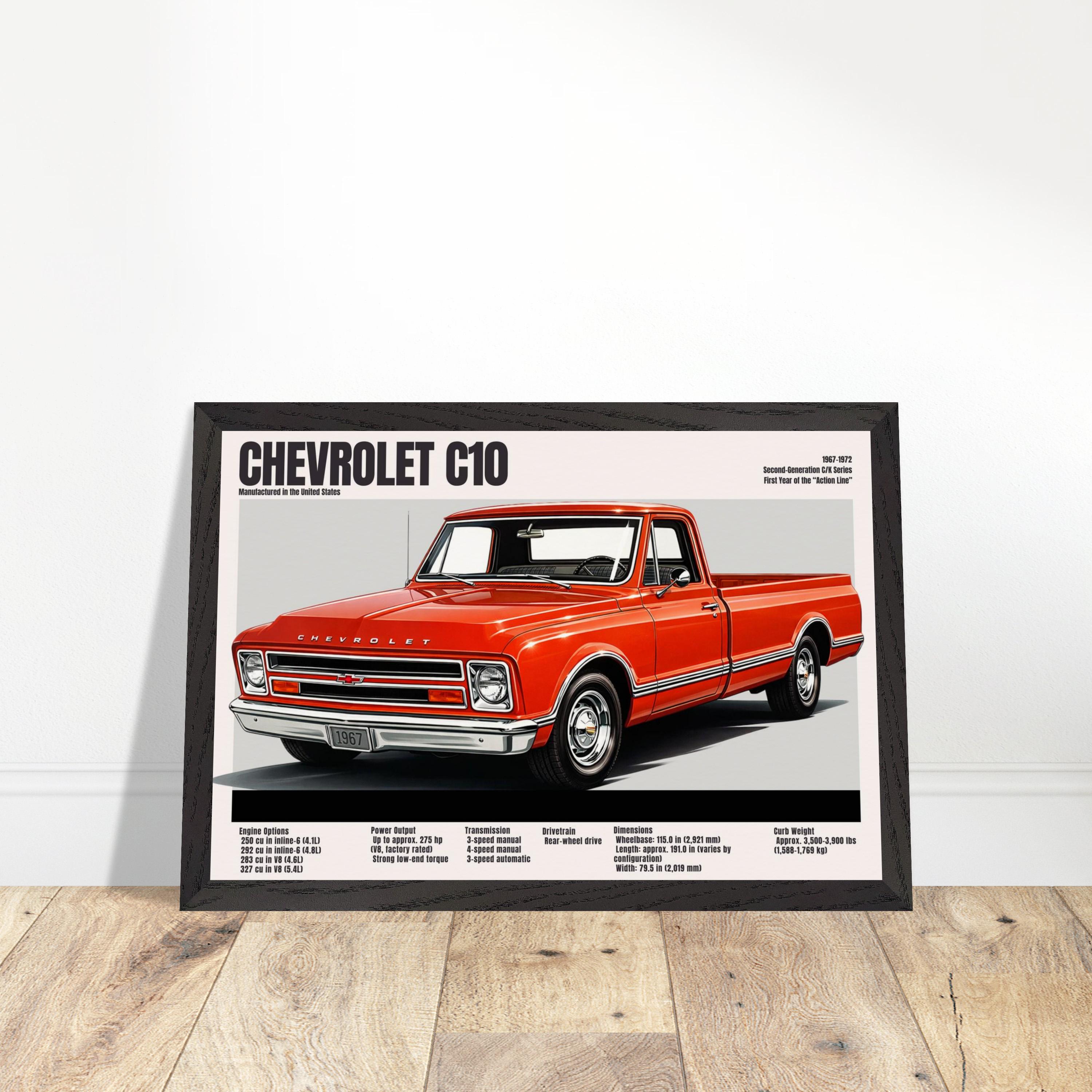 1967–1972 Chevrolet C10 Poster – Vintage Pickup Truck Wall Art, Retro ...