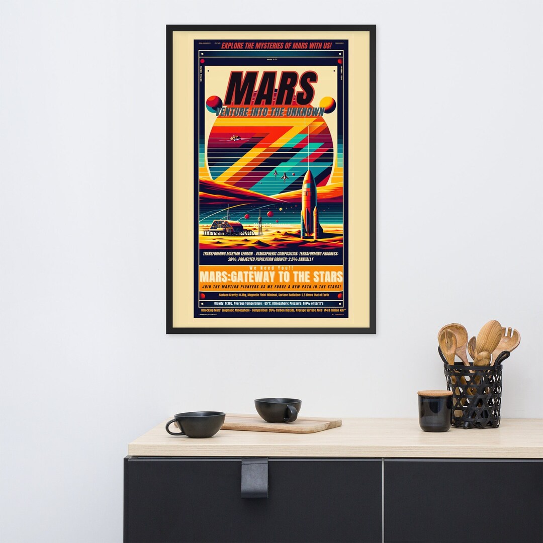 Martian Outpost Poster, Space Poster Art, Retro Futurism, Science Gift ...