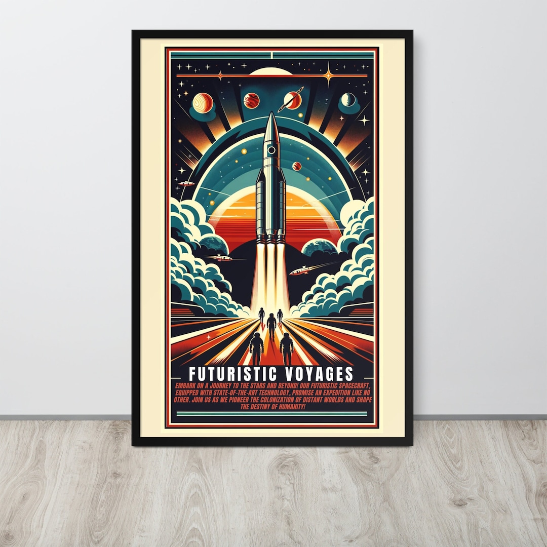 Futuristic Voyages Poster, Space Poster Art, Retro Futurism, Nerdy Gift ...