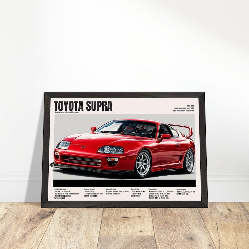 Toyota Supra MK4 Poster – Vintage A80 JDM Turbo Car Wall Art, Retro ...