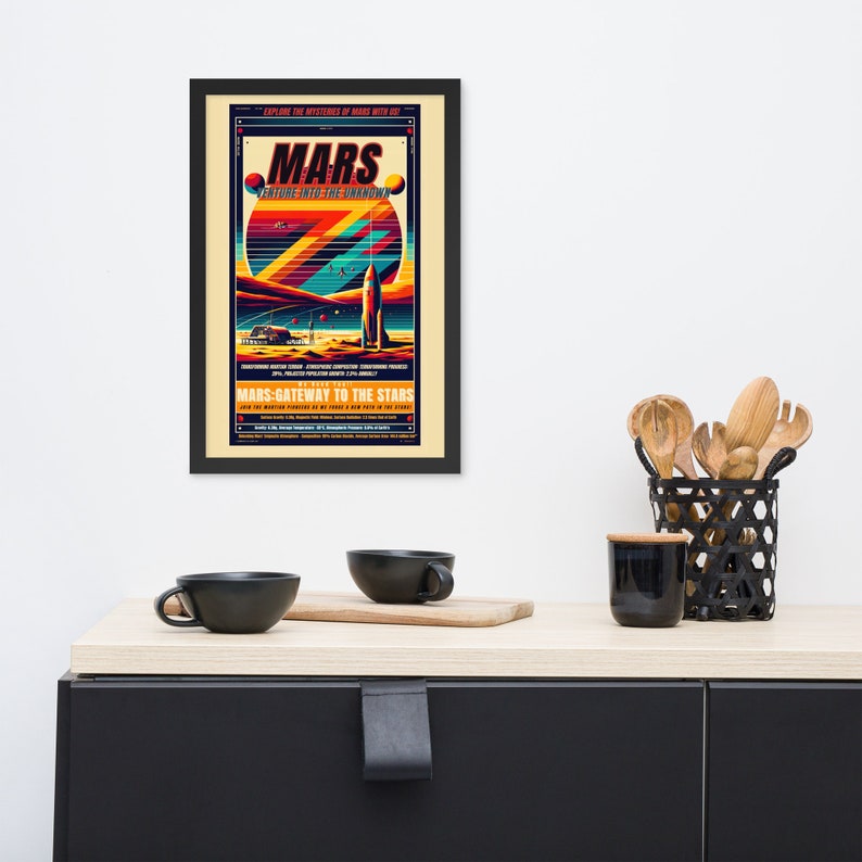 Martian Outpost Poster, Space Poster Art, Retro Futurism, Science Gift ...