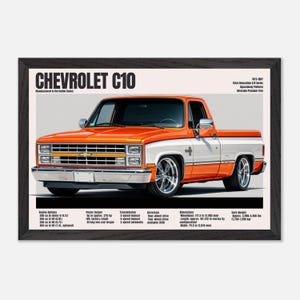 1973–1987 Chevy C10 Poster – Vintage Squarebody Truck Wall Art, Retro ...